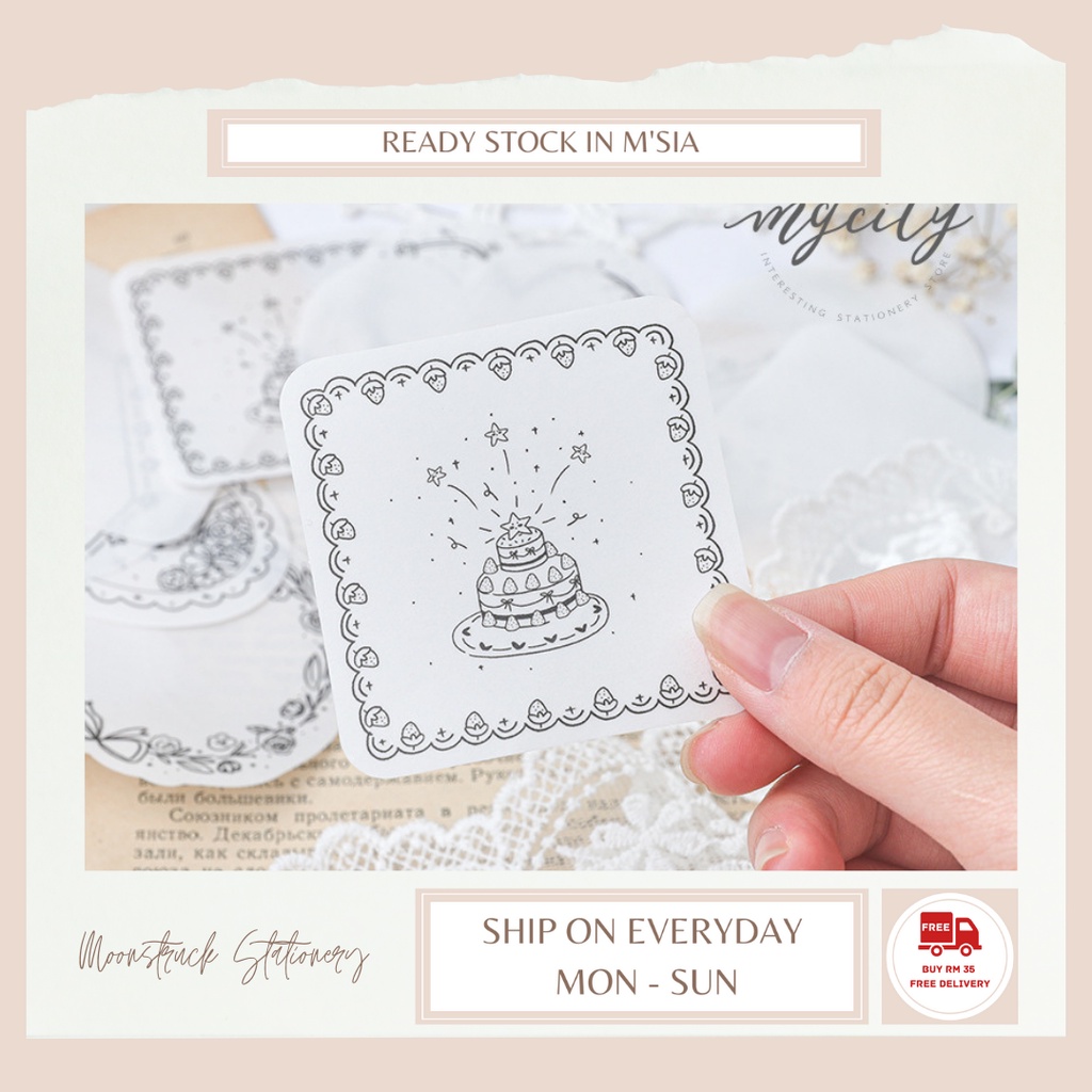 MOONSTRUCK 16Pcs Sticker Sulfuric Acid Paper Mori Round Dance Fox ...