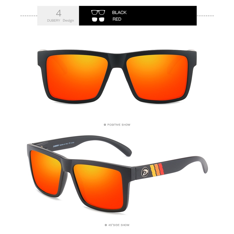 Dubery Brand Design Polarized Sunglasses Men Rectangle Mirror Sport