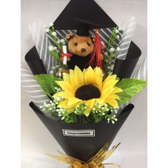 Bear graduation flower bouquet | Shopee Malaysia