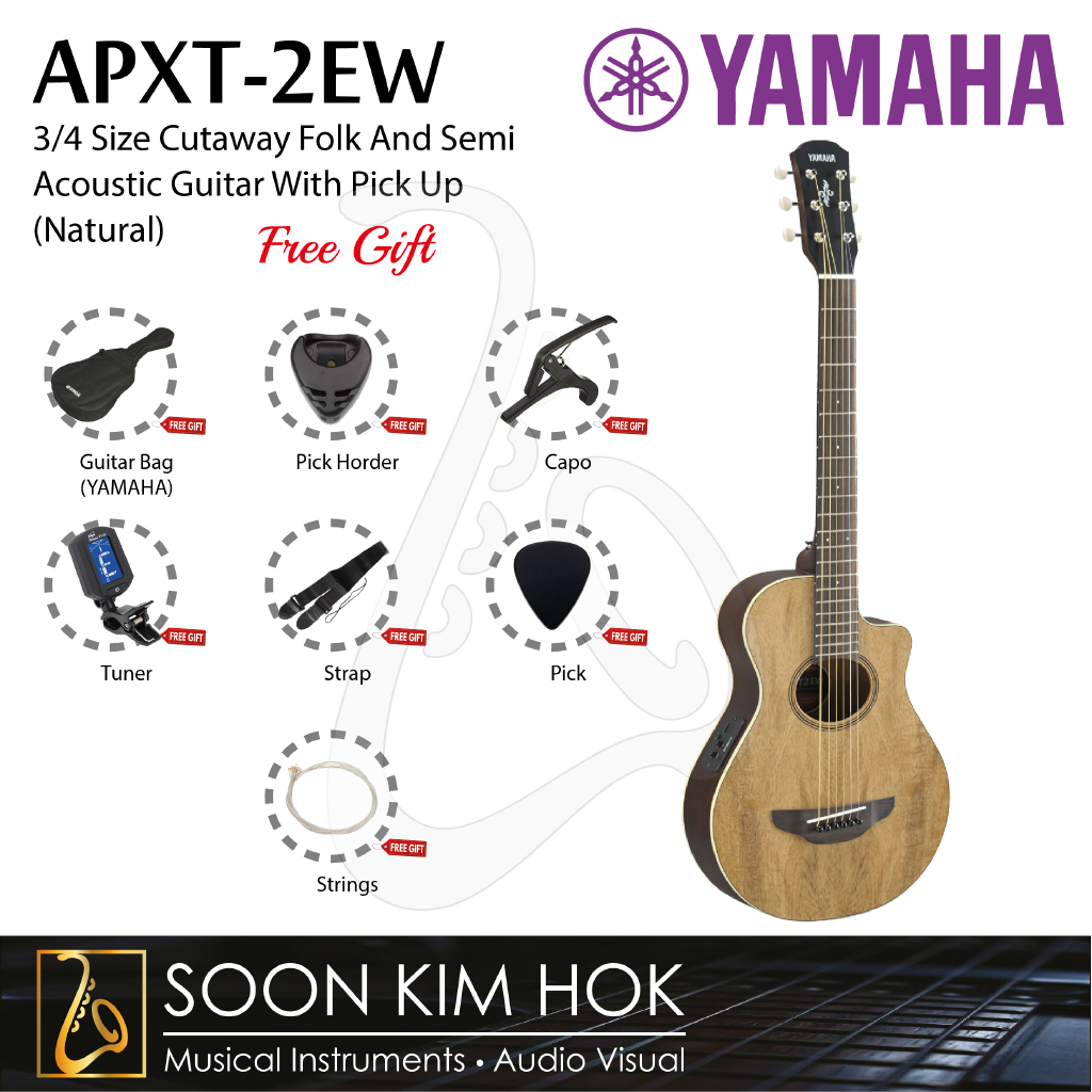 YAMAHA APXT-2EW 3/4 Size Cutaway Folk And Semi Acoustic Guitar With ...