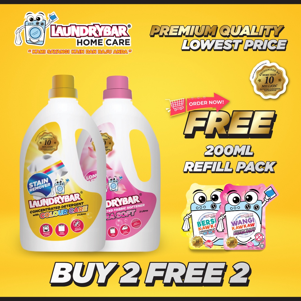 LaundryBar Colour Care Detergent 2L + Fabric Softener 2L | FREE 2 ...