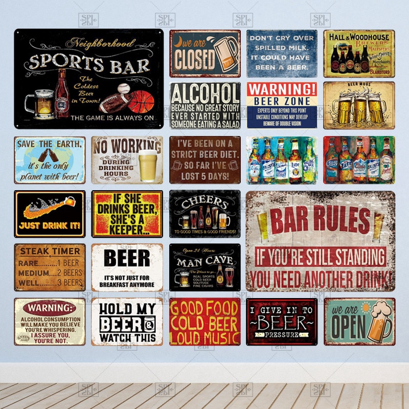 2024 Vintage Sports Bar Beer Zone Retro Bar Metal Sign Plaque Retro Bar ...