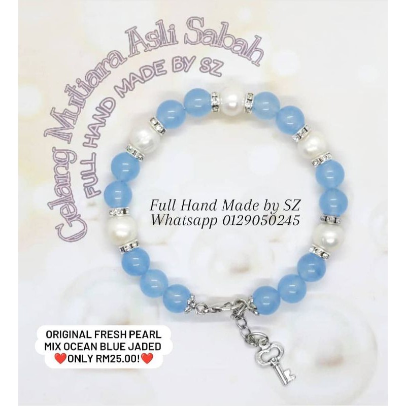 💥PROMO ONLY RM15.00!💥 SZ. Gelang Jed Blue mix Mutiara Asli Sabah ...