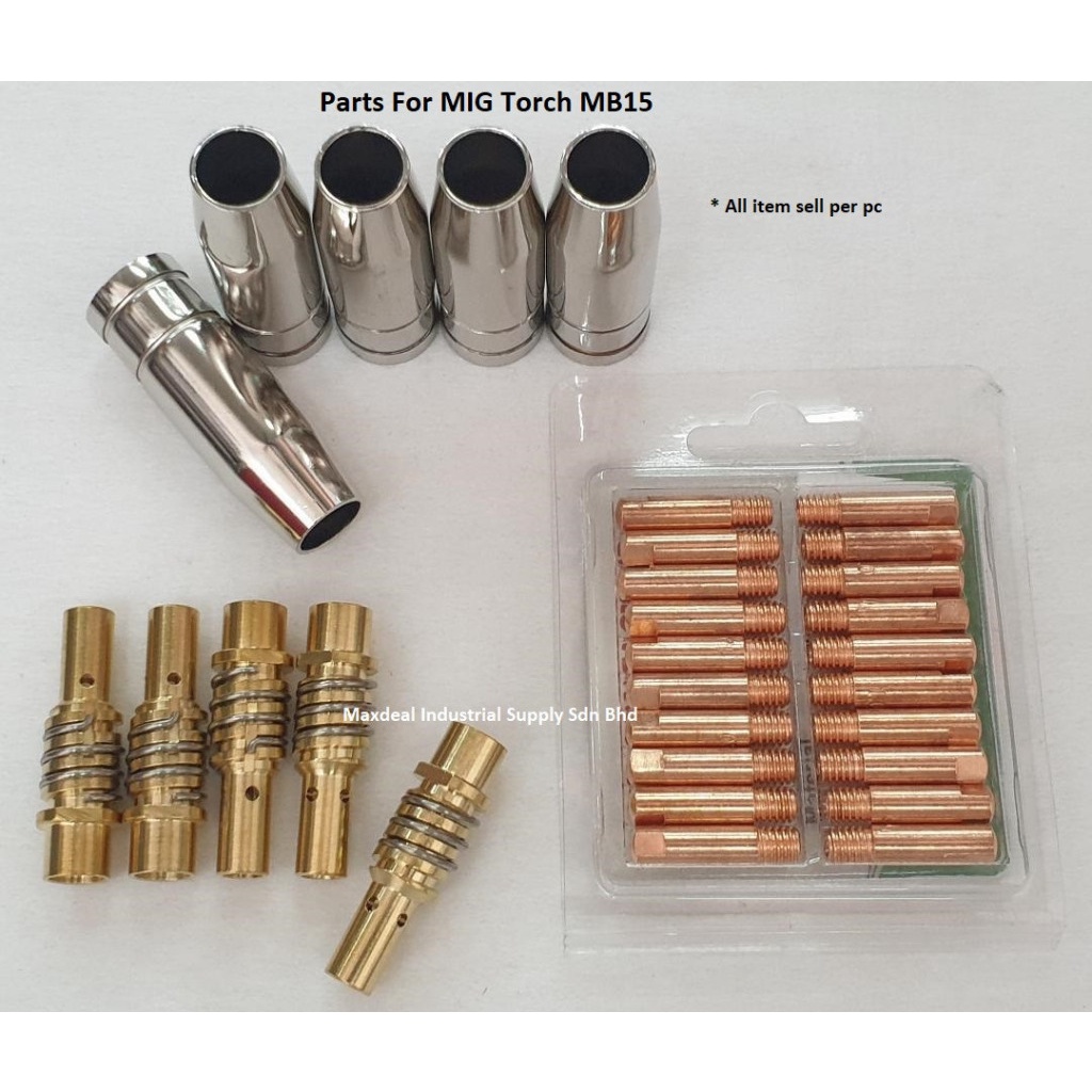 Replacement Parts ( Accessories ) For CO2 MIG MB15 Welding Torch / Gas Nozzle / Contact Tip ...