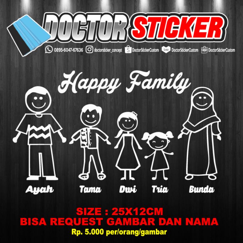 CUTTING STICKER / HAPPY FAMILY BACK GLASS CAR STICKER - HAPPY FAMILY ...
