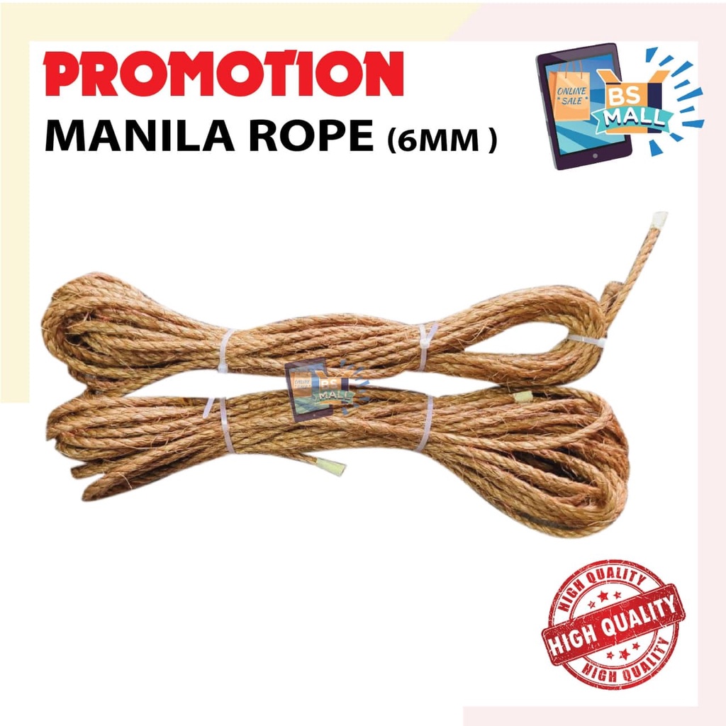 BS MALL 6mm x 10 Meter Multi Use Knots Twisted Manila Rope / Tali ...