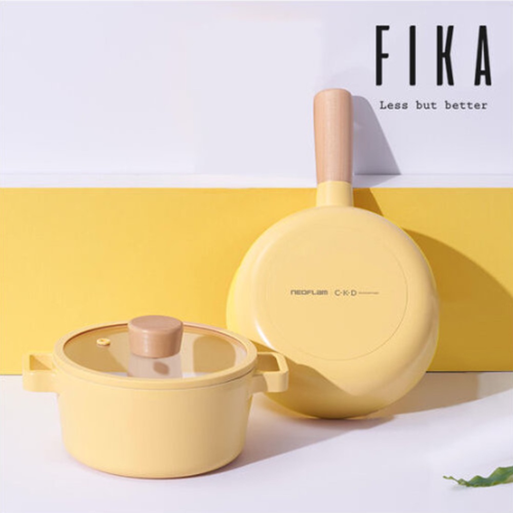 Neoflam Fika Yellow Wok Pot Frying Pan Induction available periuk Kuali ...