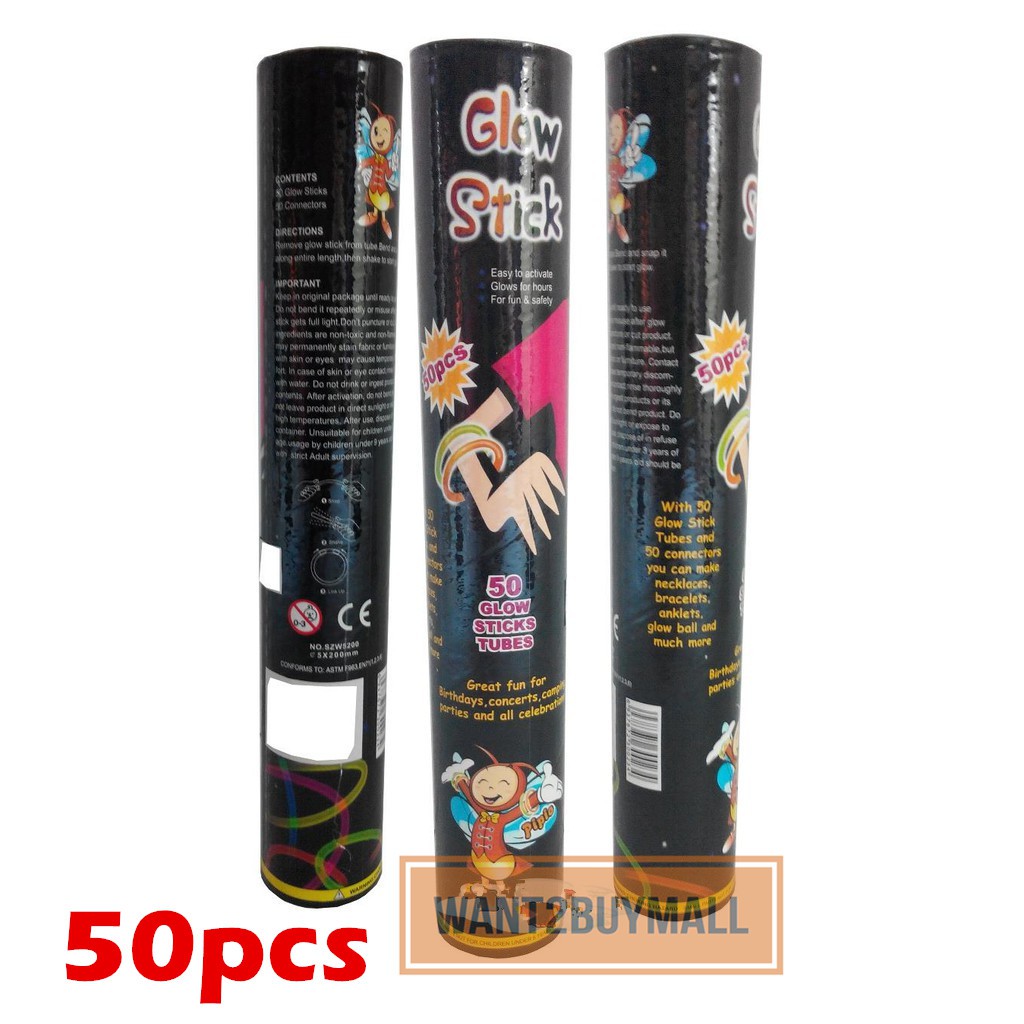 🇲🇾 🔥 100pcs LED Glow Stick Bracelets Necklace Wristband Fluorescent ...