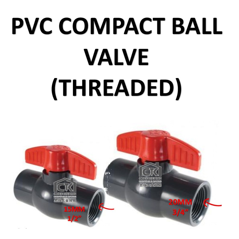 Red Handle Compact Ball Valve Stopcock PVC Threaded Compact Valve ...