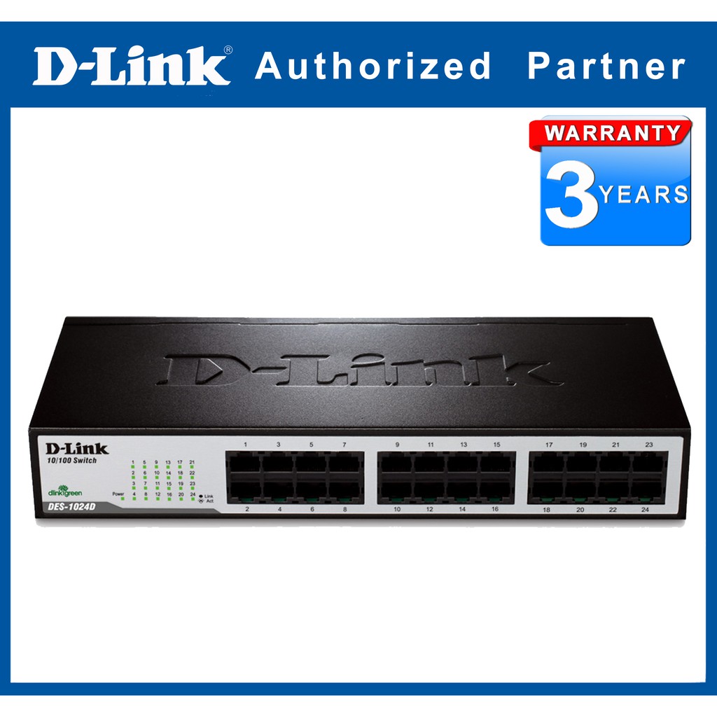 D-Link DES-1024D 24-Port Fast Ethernet Unmanaged Desktop Switch (Metal ...