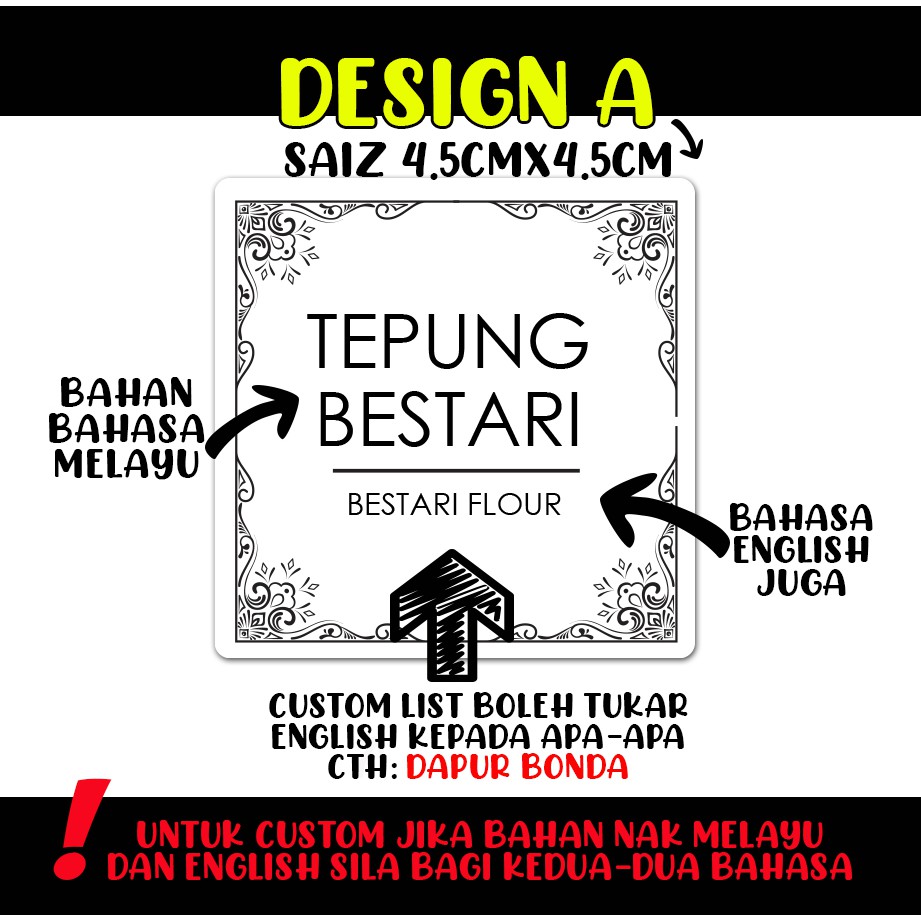 54Pcs Sticker Dapur, Label Spice, Kitchen Sticker, Spice Sticker ...