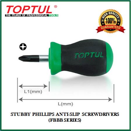 TOPTUL STUBBY PHILLIPS ANTI-SLIP SCREWDRIVERS (FBBB SERIES) | Shopee ...