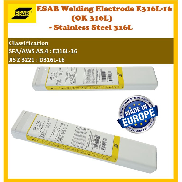 ESAB Welding Electrode E316L-16 (OK 316L) - Stainless Steel 316L ...