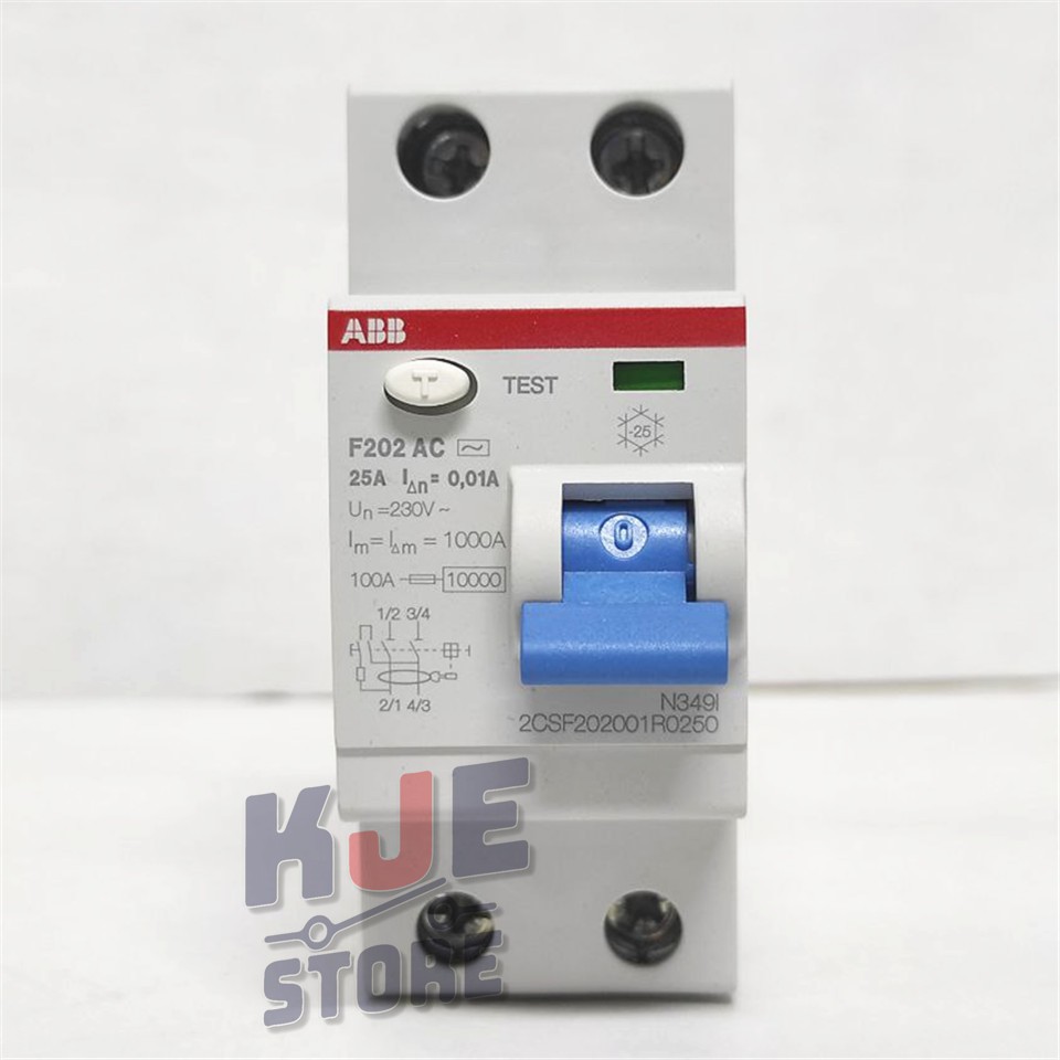 ABB F202-25-0.01 ELCB/RCCB 2P 25A 10mA for Water Heater [2CSF202001R0250] [Ready Stock] | Shopee ...