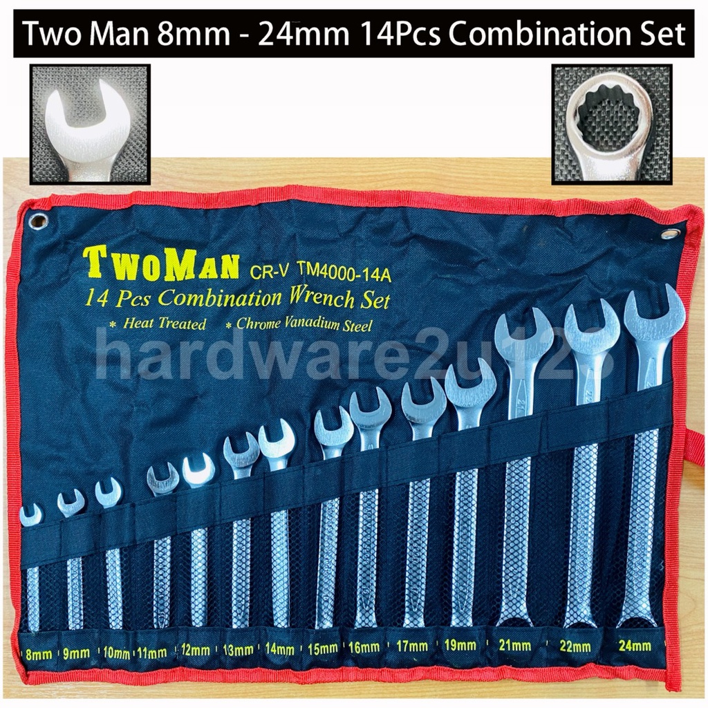 Two Man Heavy Duty 8mm - 24mm 14Pcs Combination Wrench Set | Shopee ...