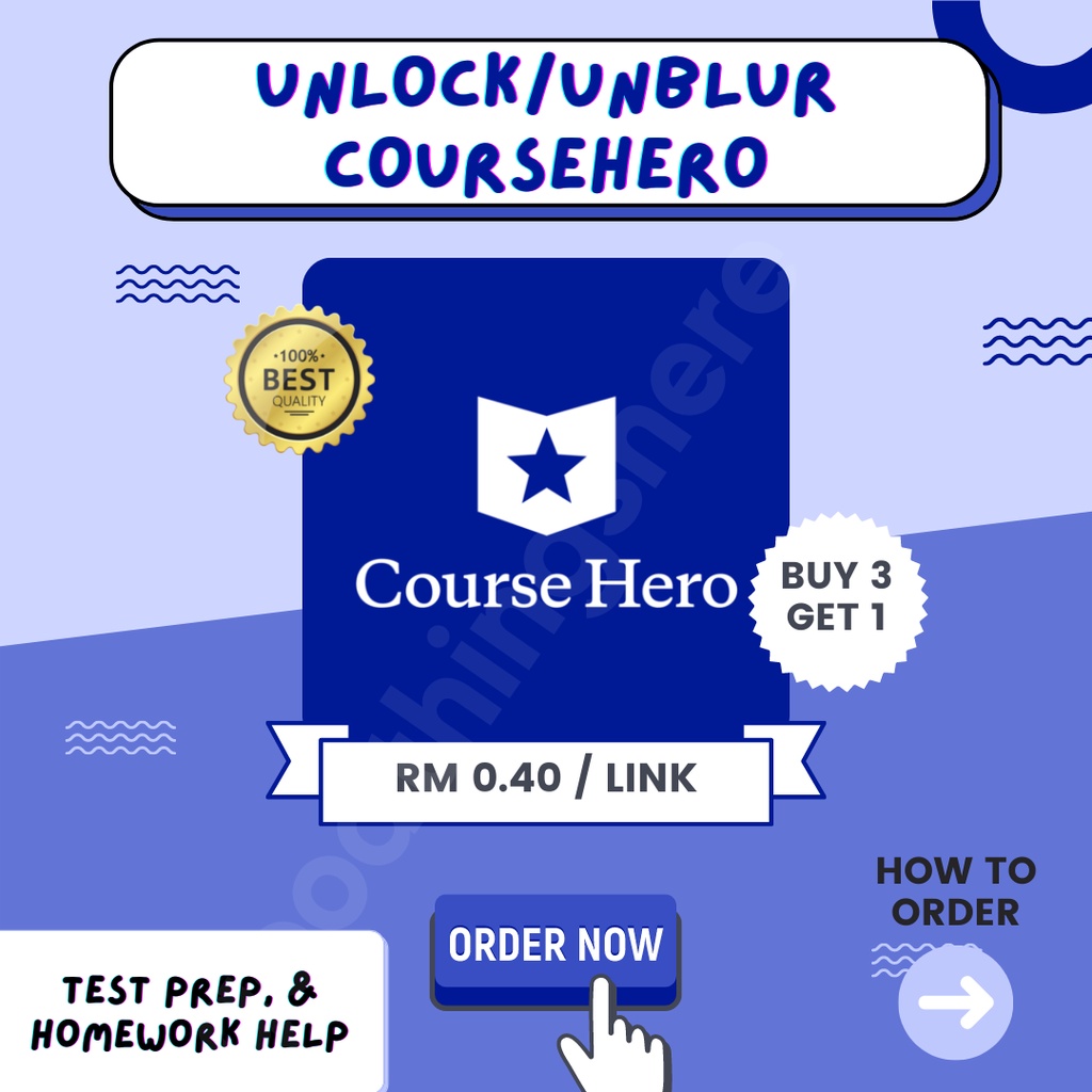 COURSEHERO UNLOCK/UNBLUR | Shopee Malaysia