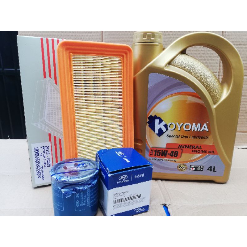HYUNDAI GETZ AIR FILTER + OIL FILTER + KOYOMA 15W40 MINERAL ENGINE OIL ...