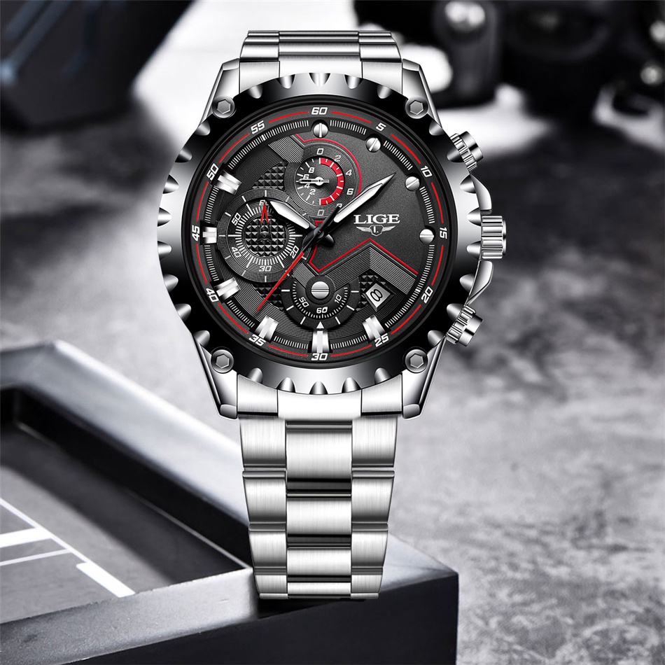 Jam Tangan Lelaki Original LIGE Watch Men Sports Watches Stainless ...