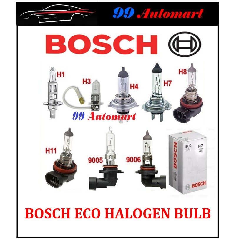 (1 BIJI ) ORIGINAL BOSCH ECO 12V 55W 100W HALOGEN BULB H1 H3 H4 H7 H8 H11 HB3 9005 HB4 9006 ...