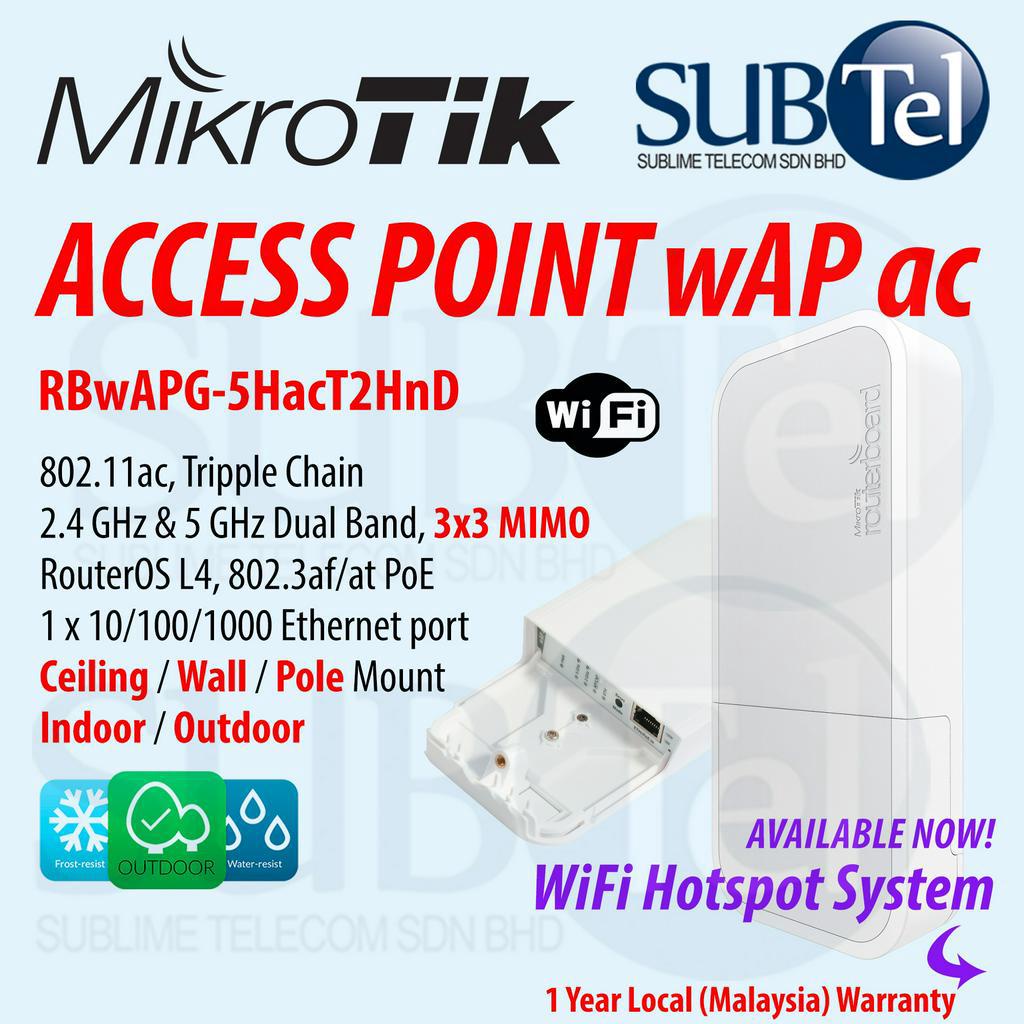 Mikrotik wAP ac (RBwAPG-5HacT2HnD) Access Point Outdoor ControllerAP MIMO 802.3af POE CAPSMAN ...