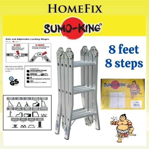 8 Steps SUMO-KING Heavy Duty Multi Purpose Ladder Multi-Purpose Folding ...