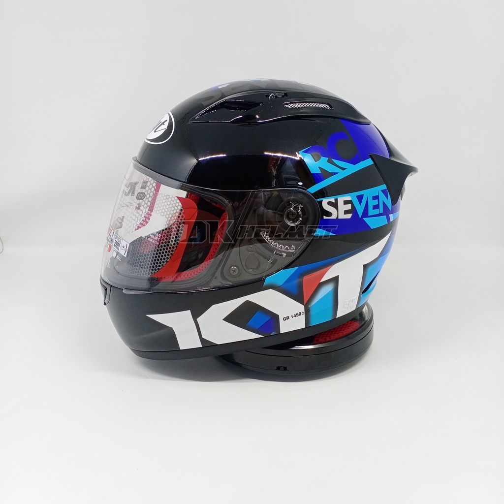 HITAM Latest Original KYT RC7 RC Seven Series Motif 19 Black Blue Full ...