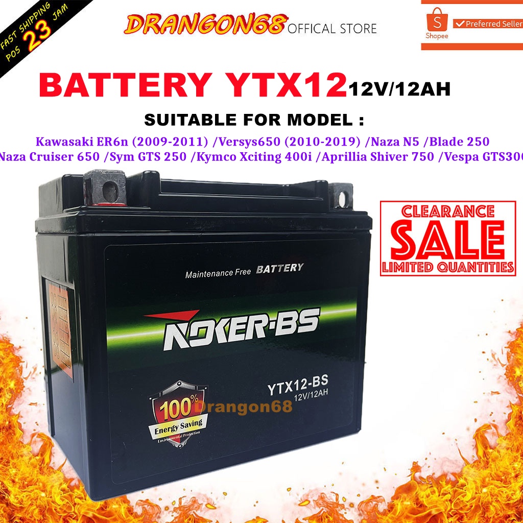 BATTERY YTX12 - BS ROKER-BS LIMITED STOCK!!! | Shopee Malaysia