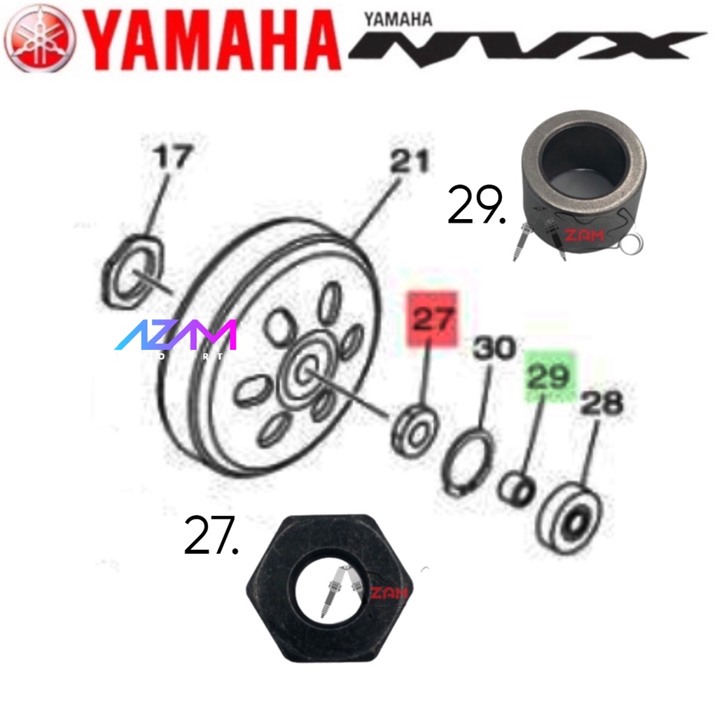 NVX V1 / V2 CVT CLUTCH 90170-12802 NUT , 90380-10803 BUSH, SOLID 💯 ...