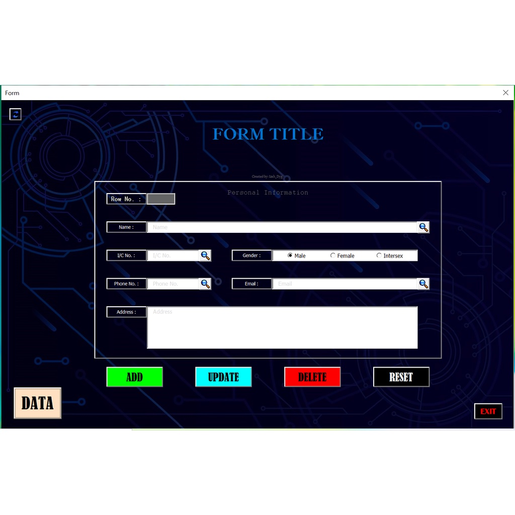 Dynamic UserForm v1.0 Data Entry Form Registration Form Borang Pendaftaran Digital Form in Excel ...