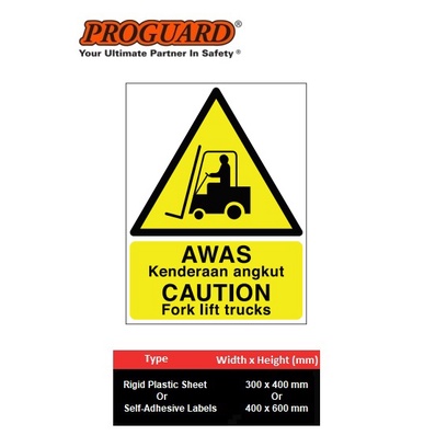 Awas/Caution Fork Lift Trucks Safety Warning Sign Indoor Outdoor ...