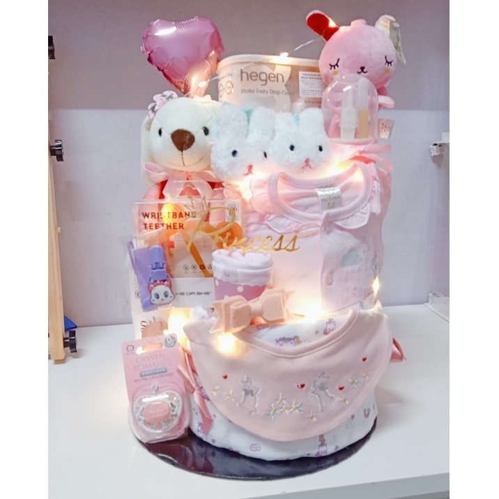 Hegen Bottle Diaper Cake Hamper Full Moon Gift 婴儿宝宝新生儿尿布蛋糕满月礼 | Shopee ...
