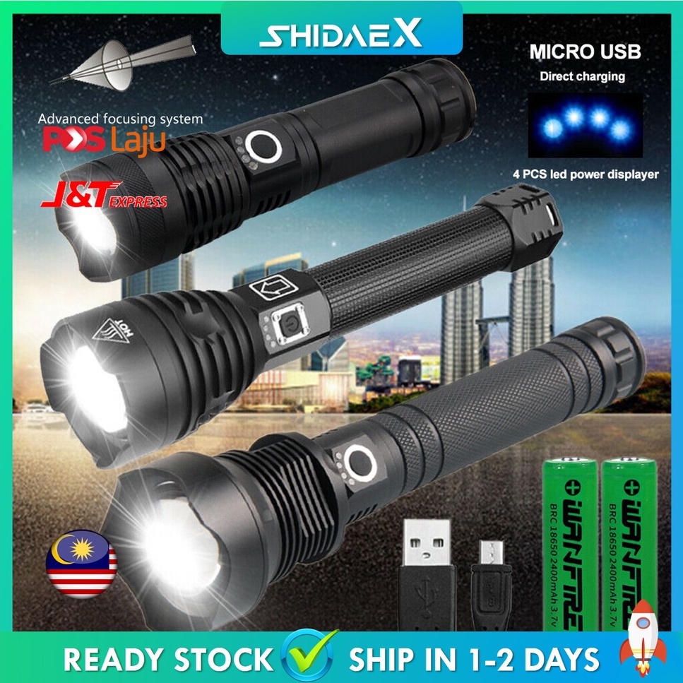 🔥POWERFUL LED TORCHLIGHT🔥Heavy Duty 5 in1 Box Sets Flashlight XHP50 ...