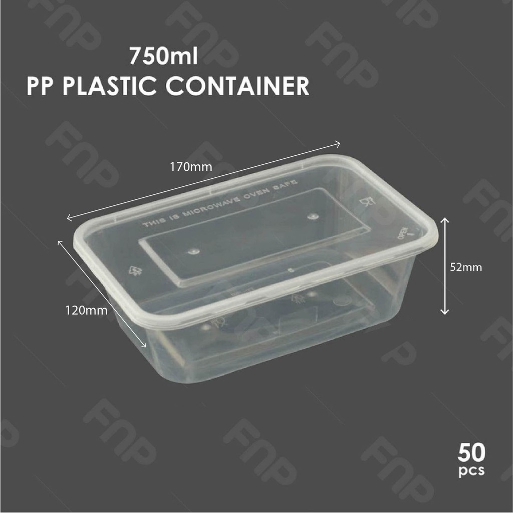 Disposable Plastic Food Container Rectangular Microwavable A1000 / A750 ...