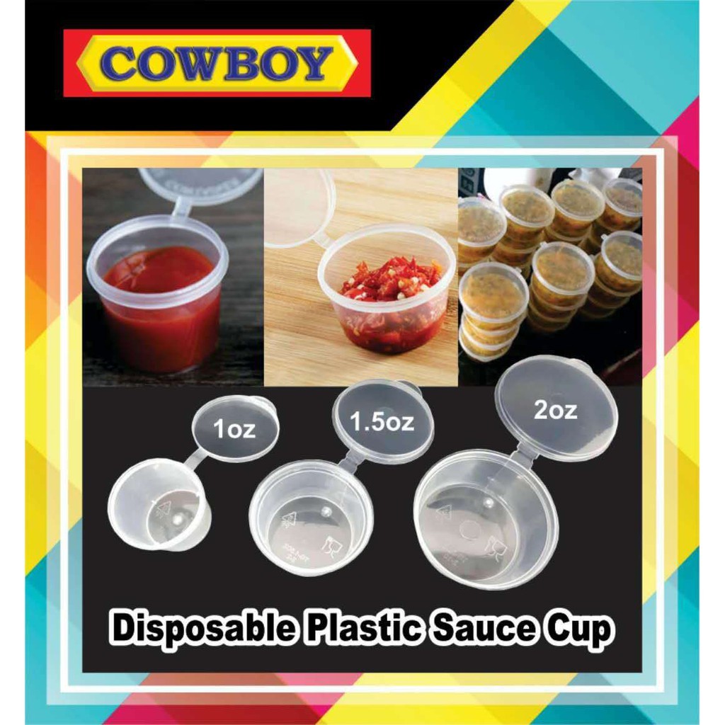 50pcs Disposable Plastic Sauce Cup / Mini Cup / Round Food Container with Lid / Bekas Sos ...