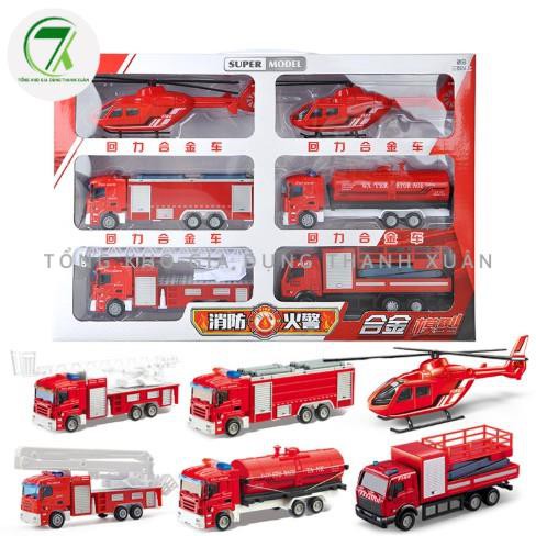 Toys of 6 fire trucks toy cars, water trucks, fire trucks, and ...