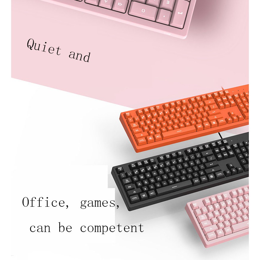 mechanical keyboard tea axis hand feel keyboard pink girl office ...