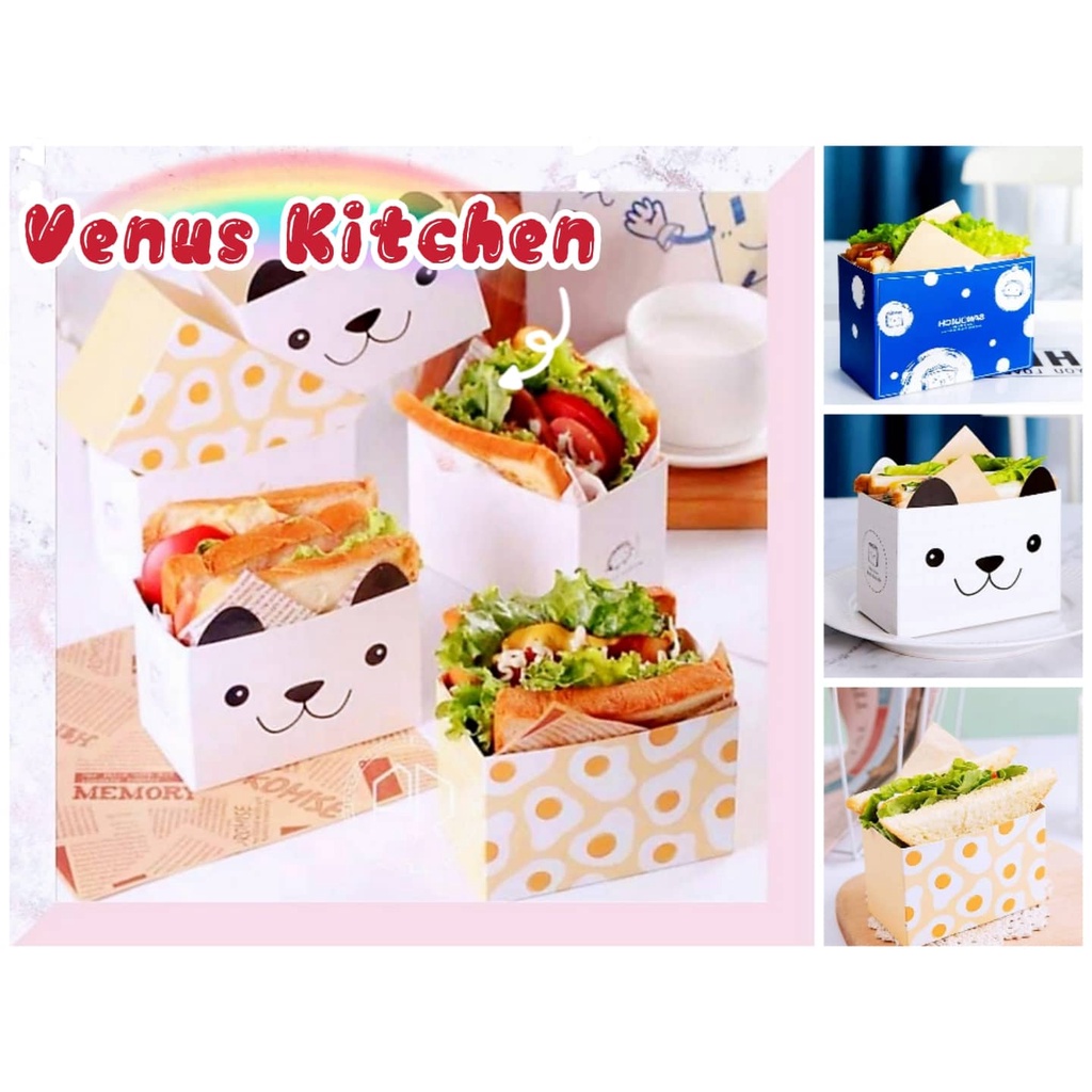 Sandwich Box/Packaging Paper Box/Korean Breakfast Toast Box// Kotak ...
