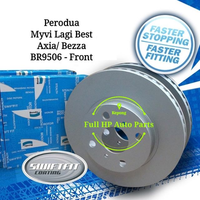 2 PCS Original Bendix Swiftfit BR9506 Front Disc Rotor - Perodua Myvi ...