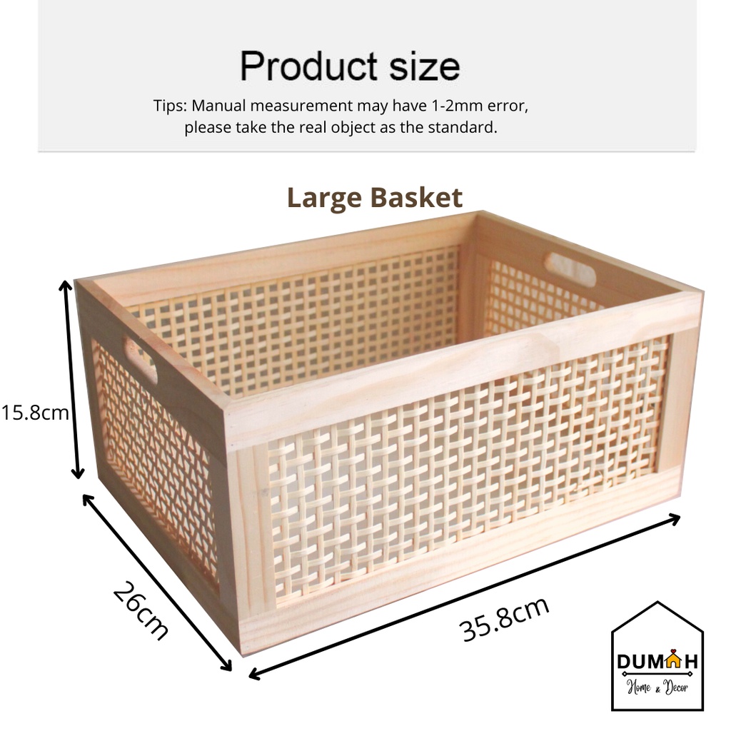 Wooden Rattan Weave Nordic Basket Bakul Rotan for Pantry Decor Balang ...
