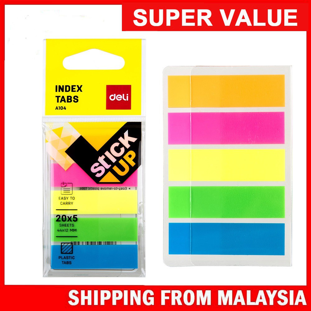 DELI A102 Index Tabs Sick Up / Stick Note / Stick Film | Shopee Malaysia