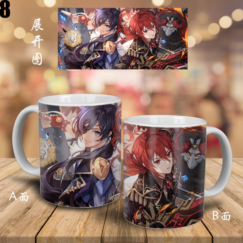 Genshin impact Cups Ceramic Mug Zhongli Diluc Kaeya Breakfast Coffee ...