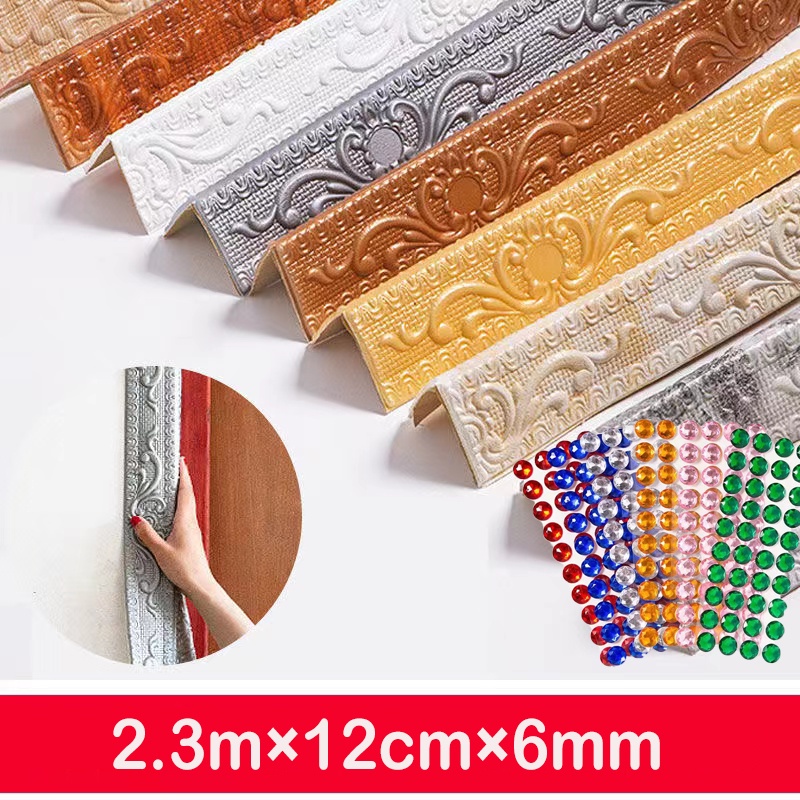 2.3m×12cm Wall Trim Line with 7 Diamond Wall Skirting Moulding ...
