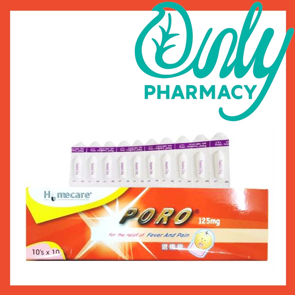 10 Biji Homecare PORO Suppository 125MG OR 250MG (PARACETAMOL) -10 ...