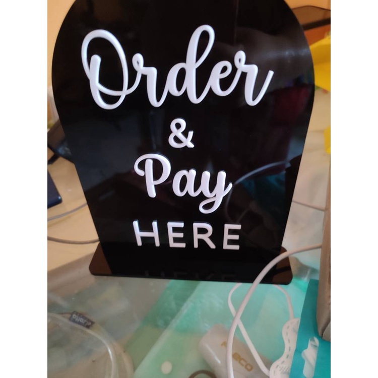 Embossed Acrylic Cafe Sign / Cashier Desk Sign on the Desk | Shopee ...