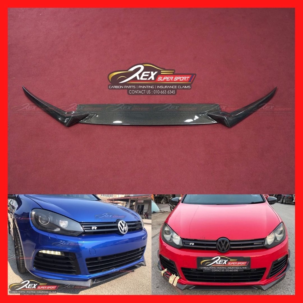 VW Volkswagen Golf MK6 R Osir Front Lip Real Carbon Fiber Depan Bumper ...