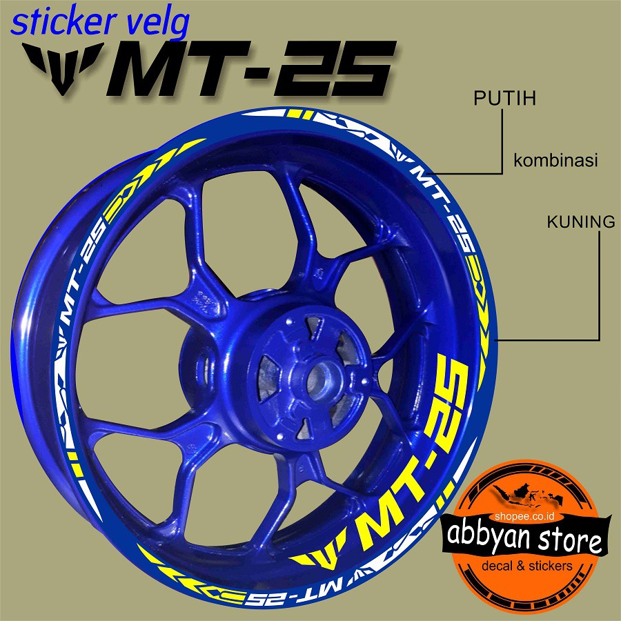 Sticker Rim Sticker Motorcycle Decal Yamaha MT25 Blue Rims Can Be ...