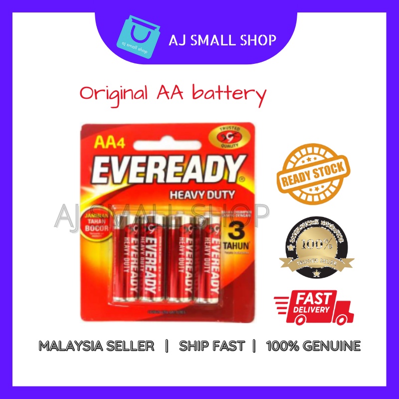 EVEREADY Heavy Duty Battery AA 4PCS (Red) | Shopee Malaysia