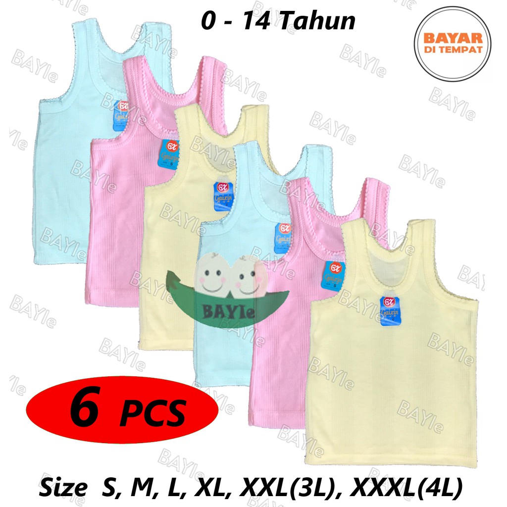 Bayie - 6 PCS Undershirts/Singlets/Children COLOR ORIN/RIANI/GAIXIN S, M, L, XL,3L,4L | Shopee ...