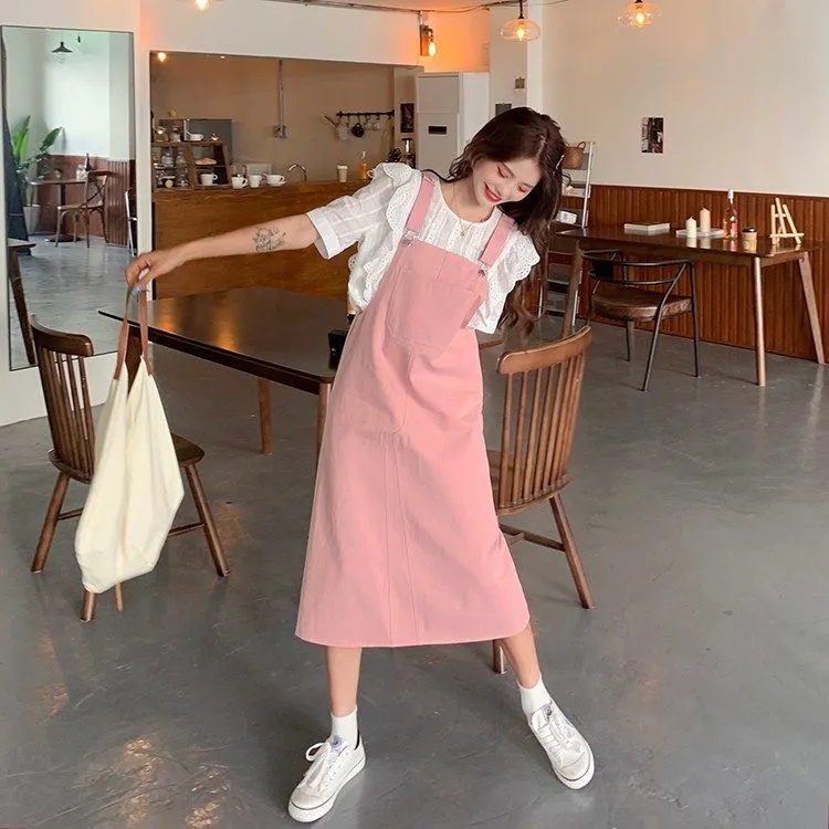 New Korean Style Women Pink Dress Jumpsuit Dress | Shopee Malaysia
