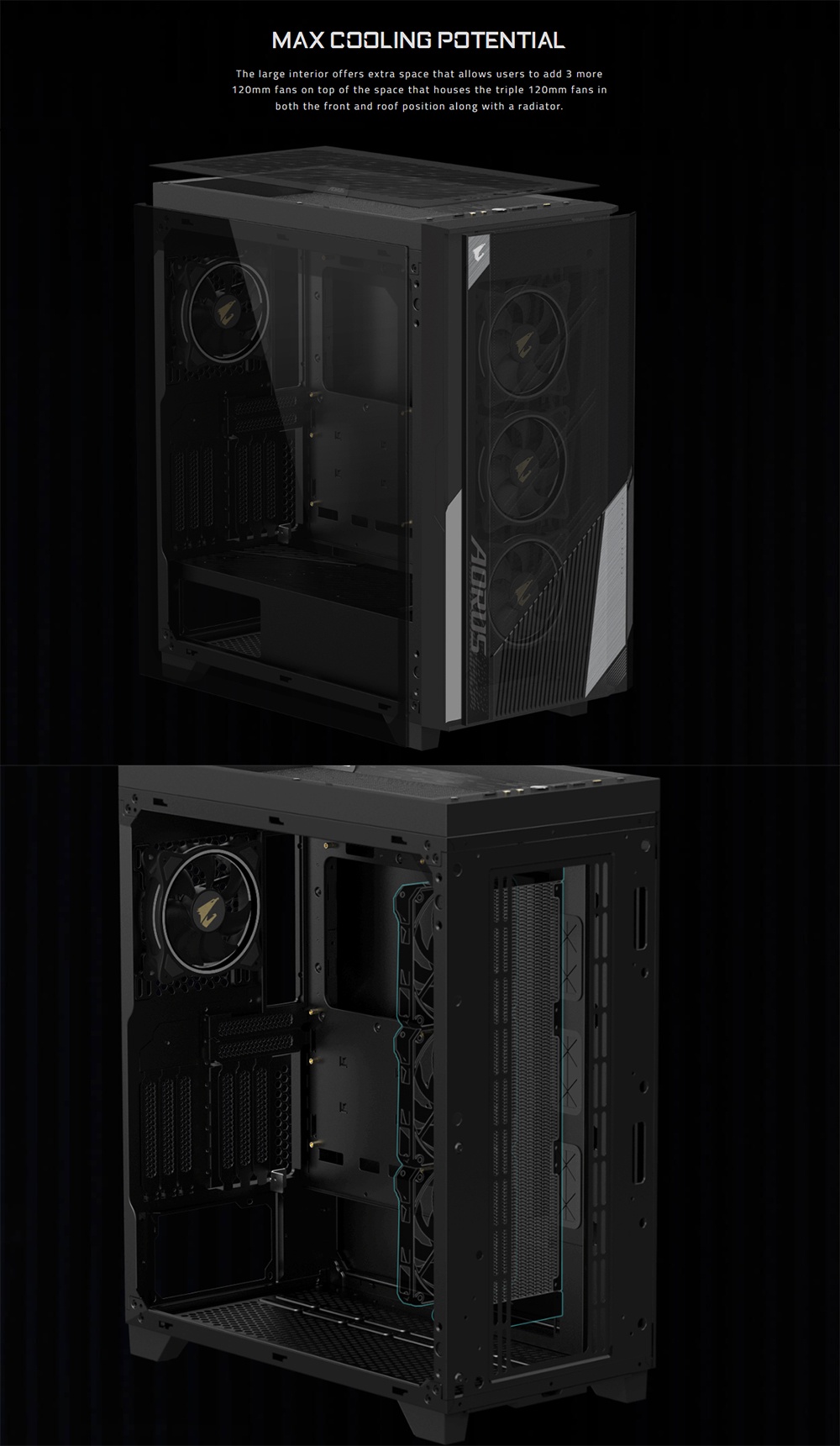 Gigabyte Aorus C500 Glass Mid Tower E-ATX PC Case RGB Desktop Chassis ...